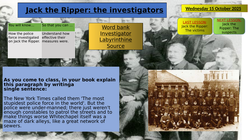 “Investigating Jack the Ripper: Police and Detectives in Whitechapel ...