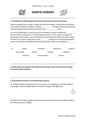 Kinetic Energy Worksheet & PowerPoint GCSE Physics | Teaching Resources