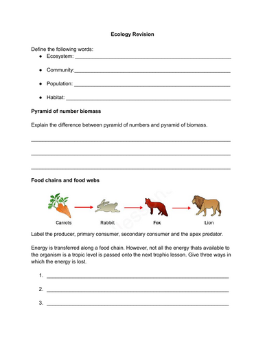 IGCSE Edexcel Biology Revision booklet: Ecology | Teaching Resources
