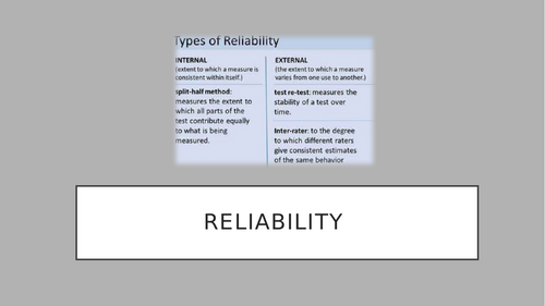 AQA A Level Psychology: Research methods: Reliability | Teaching Resources