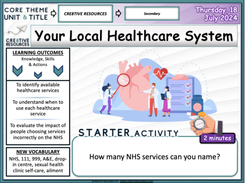 Local Healthcare System - PSHE Lesson | Teaching Resources