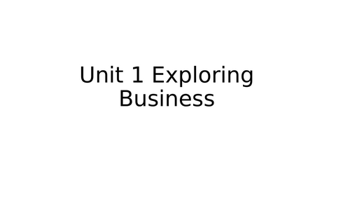 Unit 1 - Exploring Enterprise (Full unit) | Teaching Resources