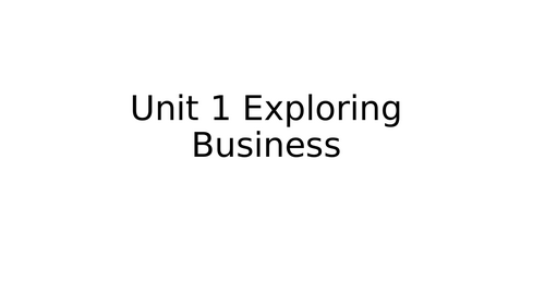 Unit 1 - Exploring Enterprise (Full unit) | Teaching Resources