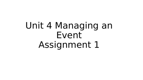 Unit 4 Managing An Event Teaching Resources