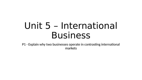 Unit 5 - International Business | Teaching Resources