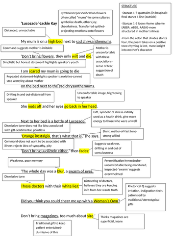 Jackie Kay Full Annotated Poems (For National 5 English) | Teaching ...