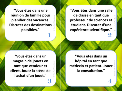 Jeu de rôles - 32 CÀT - Communication orale / French Speaking Activity ...