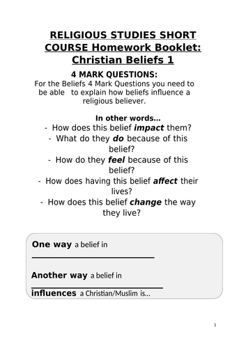 AQA GCSE SHORT COURSE: Christian Beliefs | Teaching Resources