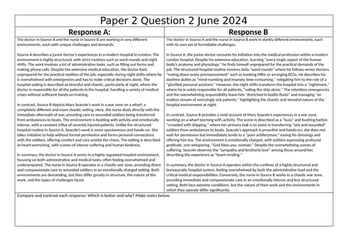 AQA Language Paper 2 June 2024 Model Answers | Teaching Resources