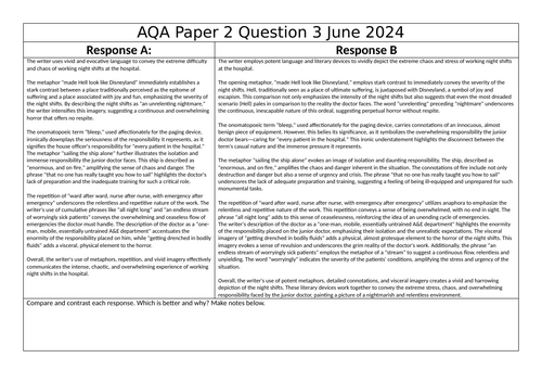 AQA Language Paper 2 June 2024 Model Answers | Teaching Resources