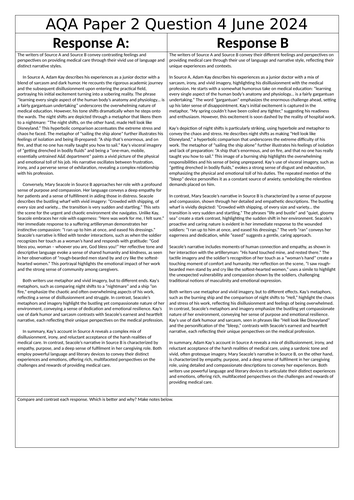 AQA Language Paper 2 June 2024 Model Answers | Teaching Resources