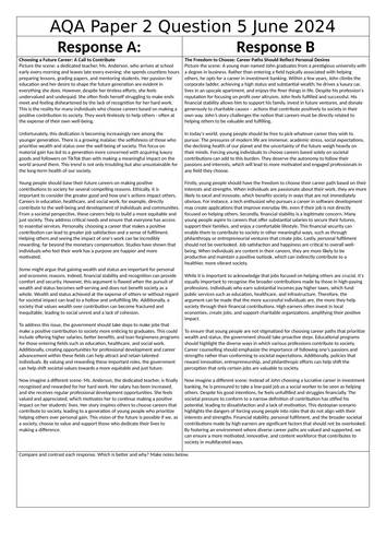 AQA Language June 2024 Model Answers Paper 1 and 2 | Teaching Resources