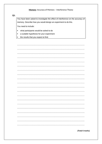 AQA GCSE Psychology: INTERFERENCE AS A FACTOR AFFECTING THE ACCURACY OF ...