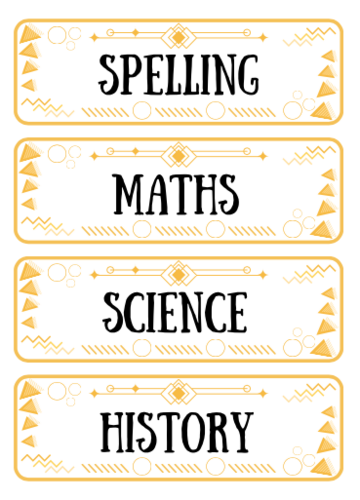 Classroom Labels Geometric Yellow Theme x 40 - Back to School, Start of ...
