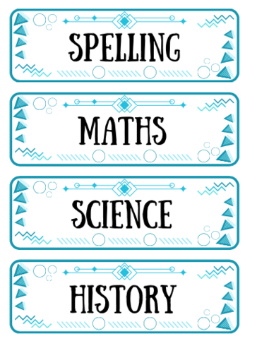 Classroom Labels Geometric Blues Theme x 40 - Back to School, Start of ...