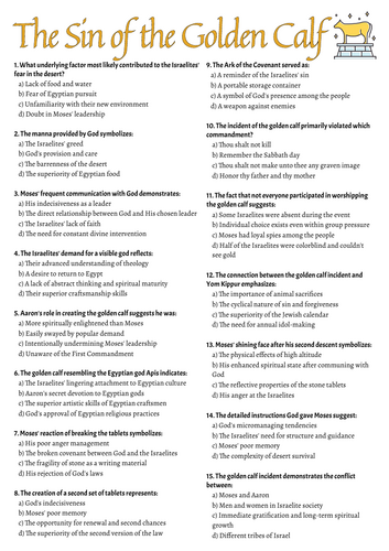 Yom Kippur Story: Sin of the Golden Calf | Teaching Resources