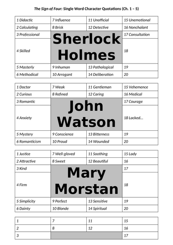 The Sign of Four KS4 Scheme of Work Full - English Literature ...