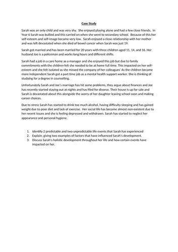 Unit 1 - Human Lifespan Learning Aim B - BTEC L3 Ex Dip in Health and Social Care | Teaching ...