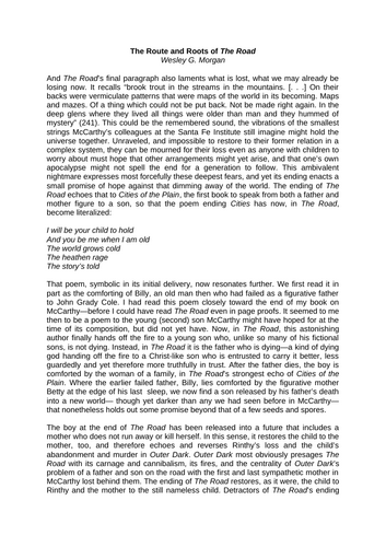 The Road - Cormac McCarthy - A Level Literature Unit of Work | Teaching ...