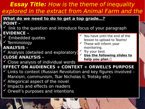 Animal Farm Essay Plan Lesson on the theme of Inequality | Teaching ...