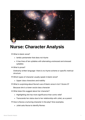 OCR English Literature Nurse Character Analysis (Romeo and Juliet ...
