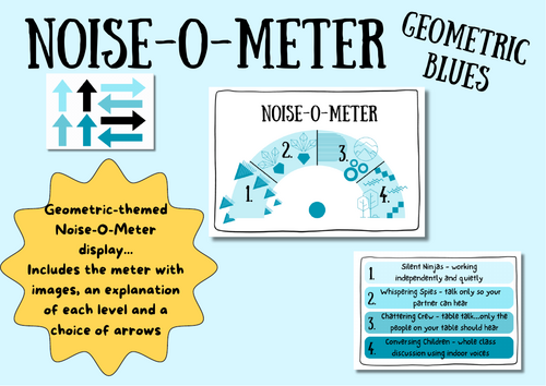 Noise-O-Meter Classroom Display Geometric Blue Theme - Start of Year ...