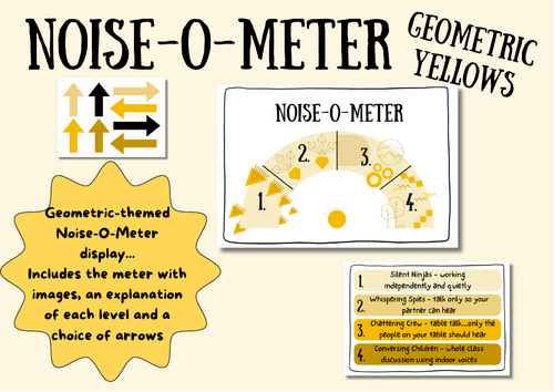 Noise-O-Meter Classroom Display Geometric Yellow Theme - Start of Year ...