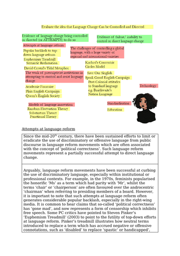 A Level Language Change Model Essay 3 | Teaching Resources