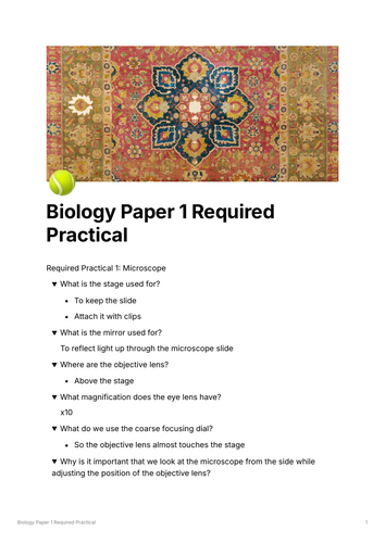 AQA GCSE Biology Required Practical Paper 1 Active Recall | Teaching ...