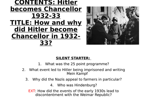 KT2 Hitler's Rise to Power | Teaching Resources