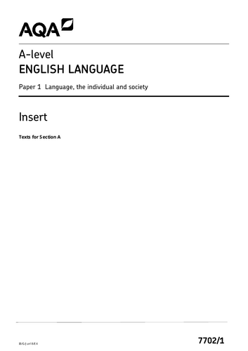 English Language A Level Unseen Texts 7 | Teaching Resources
