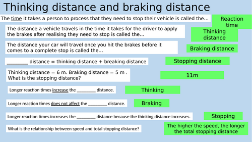 Stopping distance plenary | Teaching Resources