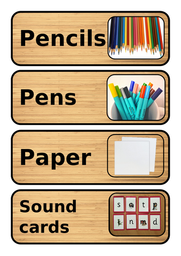 Wood effect picture labels for EYFS setting | Teaching Resources