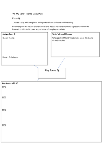 All My Sons (full critical essay unit) | Teaching Resources