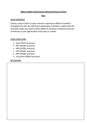 All My Sons (full critical essay unit) | Teaching Resources