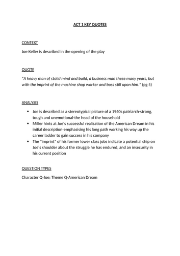 All My Sons (full critical essay unit) | Teaching Resources