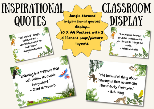 Inspirational and Motivational Quotes Classroom Display Jungle Theme ...