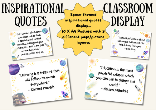 Inspirational and Motivational Quotes Classroom Display SpaceTheme ...