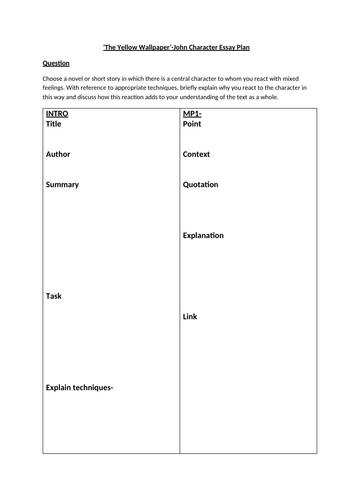 The Yellow Wallpaper-Higher Critical Essay Full Unit | Teaching Resources