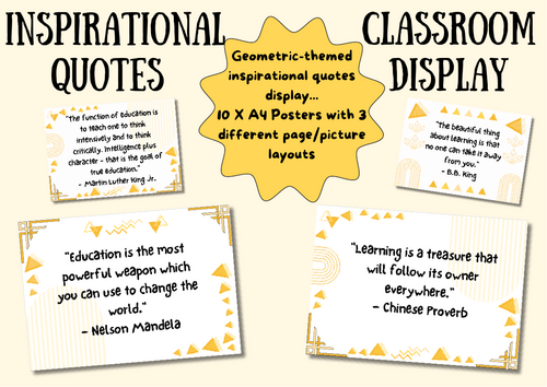 Inspirational Quotes Classroom Display Geometric Yellows - Back to ...