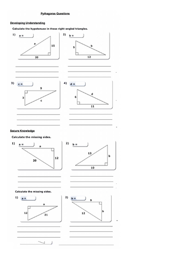 Pythagoras Theorem Introduction And Investigation Teaching Resources