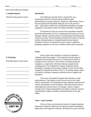 Trusts in the Gilded Age Summary | Teaching Resources