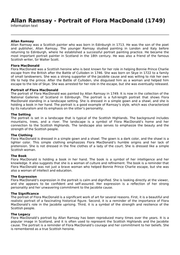 Allan Ramsay - Portrait of Flora MacDonald (1749) | Teaching Resources