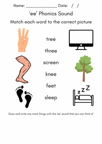 'ee' Phonics Sound Worksheet Activity (Set 2 RWI aligned) | Teaching ...