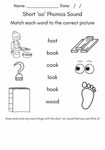 Short 'oo' Phonics Sound Worksheet Activity (Set 2 RWI aligned ...