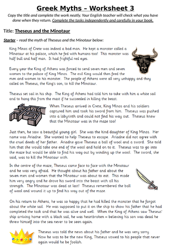 Greek mythology cover worksheets KS3 | Teaching Resources
