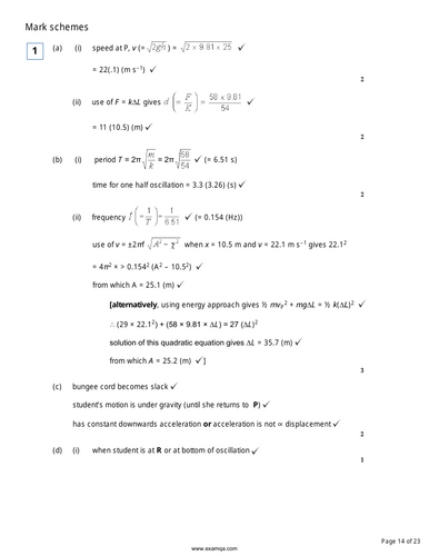 AQA A-level Further Mechanics - SHM (FULL TOPIC QUESTION SHEETS ...