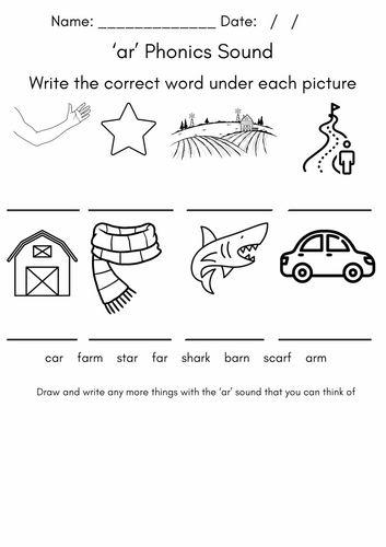 'ar' Phonics Sound Worksheet Activity (Set 2 RWI Compatible) | Teaching ...