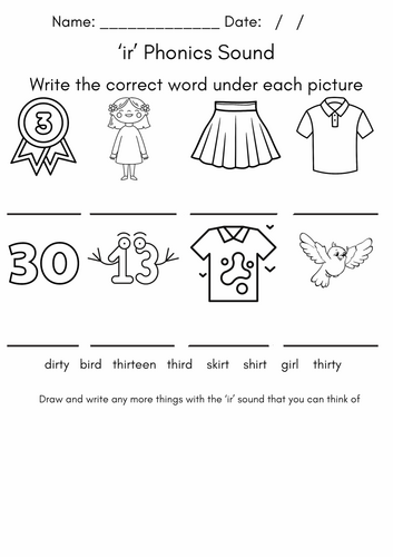 'ir' Phonics Sound Worksheet Activity (Set 2 RWI aligned) | Teaching ...