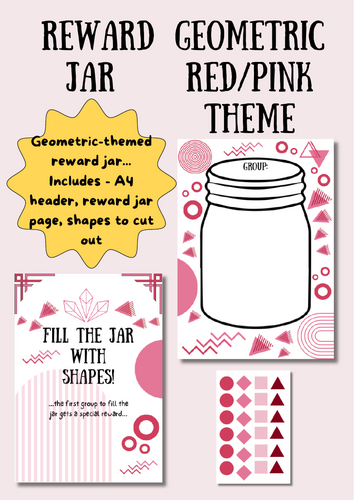 Reward Jar Classroom Management Geometric Pinks Reds Theme - Back to ...